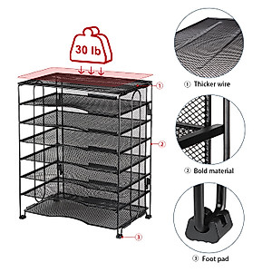 Univivi Office Desk Organizer, 7-Tier Mesh Letter Trays , File Paper Tray Organizer / Screws Free design ,Black