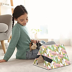 enheng Small Pet Hideout Flamingos Hamster House Guinea Pig Playhouse for Dwarf Rabbits Hedgehogs Chinchillas