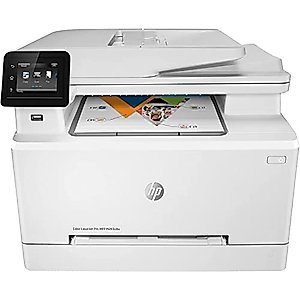HP Color Laserjet Pro MFP M283cdw Wireless All-in-One Laser Printer, White - Print Scan Copy Fax - 2.7" LCD Display, 22 ppm, 600 dpi, Auto 2-Sided Printing, 50-Sheet ADF, Ethernet, USB, Cbmoun