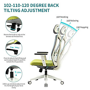 SIHOO Ergonomic Office Chair with Adjustable Lumbar Support and Armrests,Breathable Mesh Back and Padded Seat Desk Chair, Computer Chair for Work（Gray）