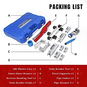 Tube Bender Kit Refrigeration Ratcheting Tubing Benders with Reverse Bending Attachment Hand Tool 1/4 to 7/8 Inch