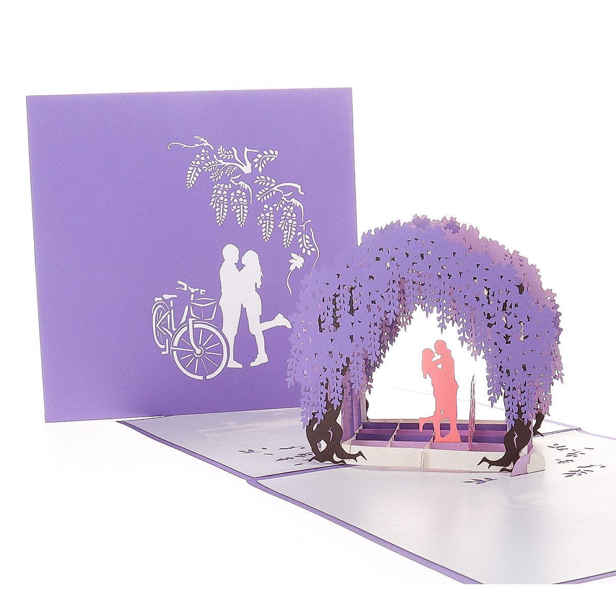 iGifts And Cards Romantic Wisteria Arbor 3D Pop Up Greeting Card - Private, Dreamy, Heart, Wow, Half-Fold, Valentine's Day, Just Because, Thinking of You, Engagement, Happy Anniversary, Friendship