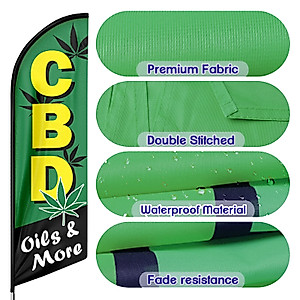 FSFLAG CBD Oil Advertising Swooper Flag Banner, 8Ft CBD Oil Feather Flag, Advertising Feather Banner Sign for CBD Oil Business