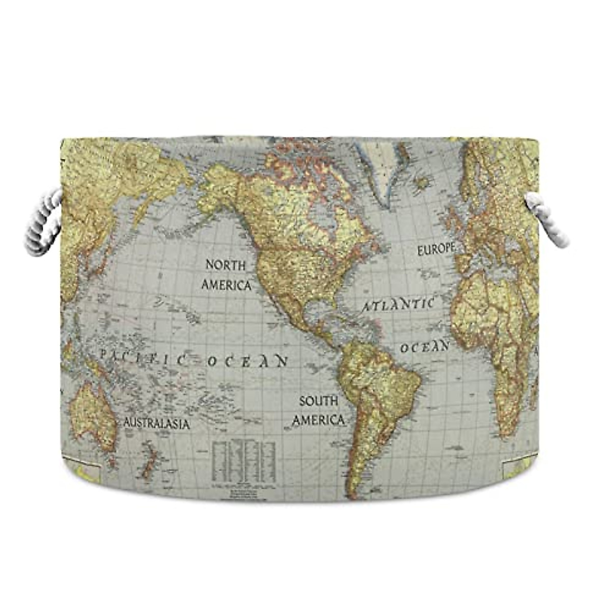 xigua Cotton Rope Basket World Map Painting Baby Laundry Basket Blanket Kids Toy Storage Basket Glove Box