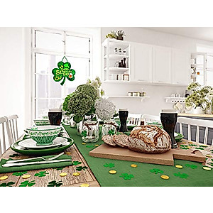 SICOHOME St. Patrick's Day Decoration,9.5"x 10" Happy St. Patrick's Day Door Sign,Shamrock Shaped Hanging Sign for Party Supplies Home Window Wall Farmhouse Indoor Outdoor Decor