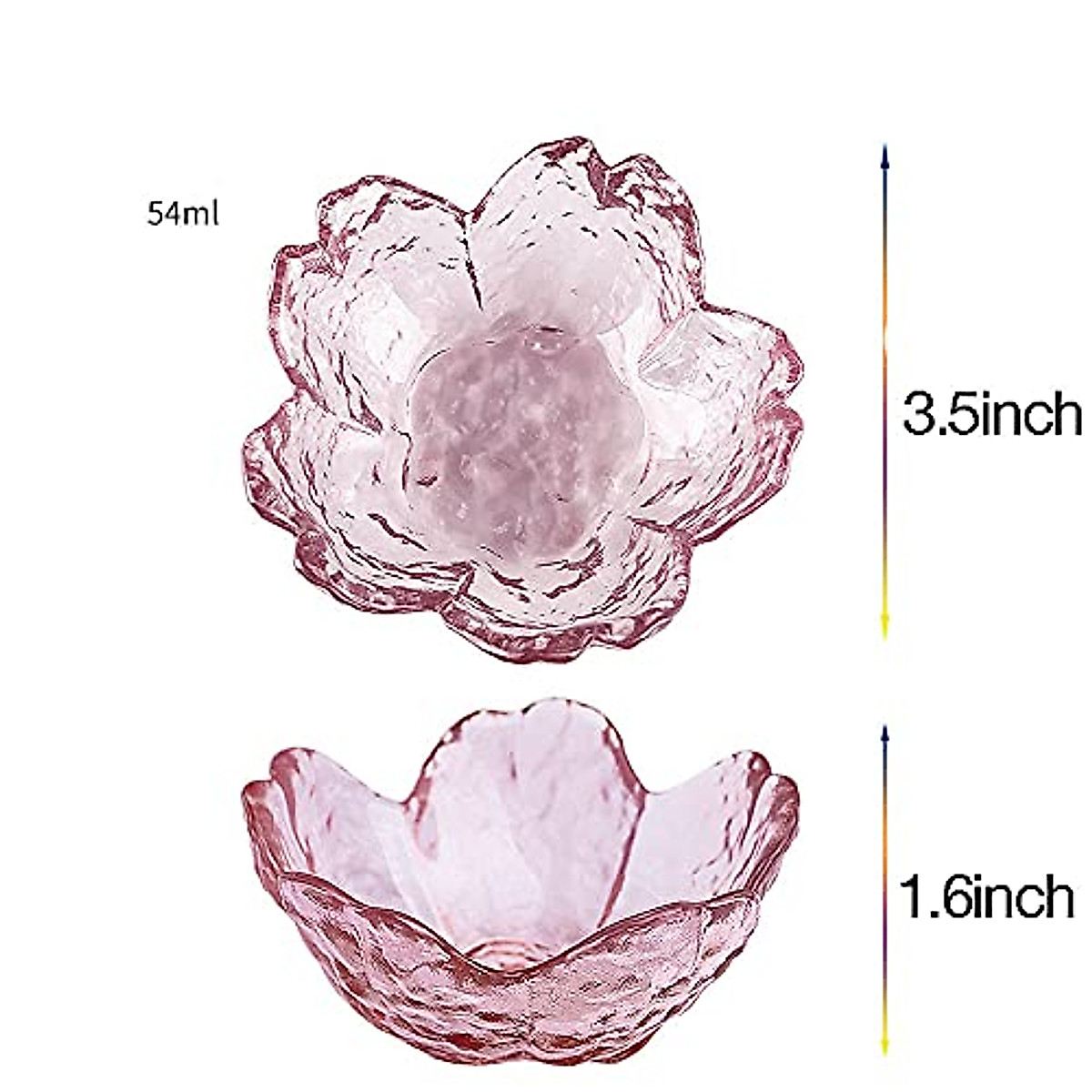 4pcs Glass Sakura Shape Small Seasoning Dishes Dipping Bowls Appetizer Plates,3.4inch