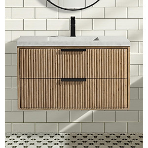 Ari Kitchen & Bath San Diego 36" Floating Bathroom Vanity Weathered Fir