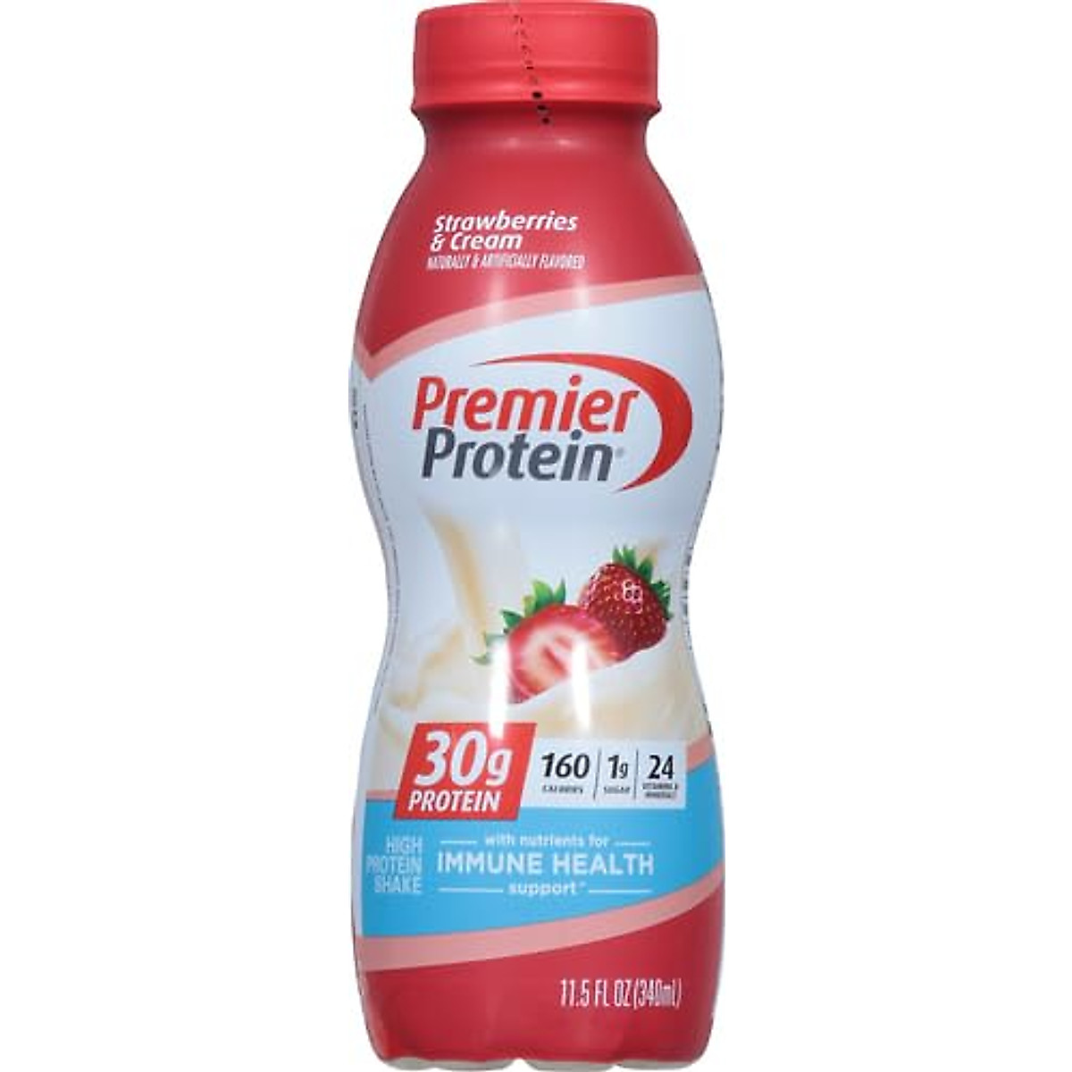 Premier Protein Shake, Strawberries & Cream, 30g Protein, 1g Sugar, 24 Vitamins & Minerals, Nutrients to Support Immune Health,11.5 fl oz