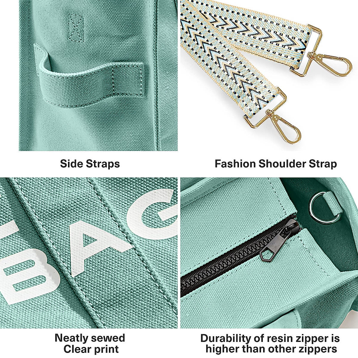 Fancy Forest The Tote Bag for Women tote purse with Zipper, Faux Leather/Canvas tote bags Shoulder Bag Crossbody Handbag