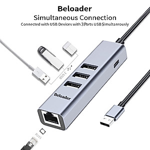 Beloader Official Dedicated USB-Hub Ethernet Adapter RJ45 Network Connector for Beloader PS5. Ultra Slim Aluminum Shell Ethernet Converter with Win7/ 8/10/11, Mac OS, PS3/PS4/PS5/Switch/Xbox