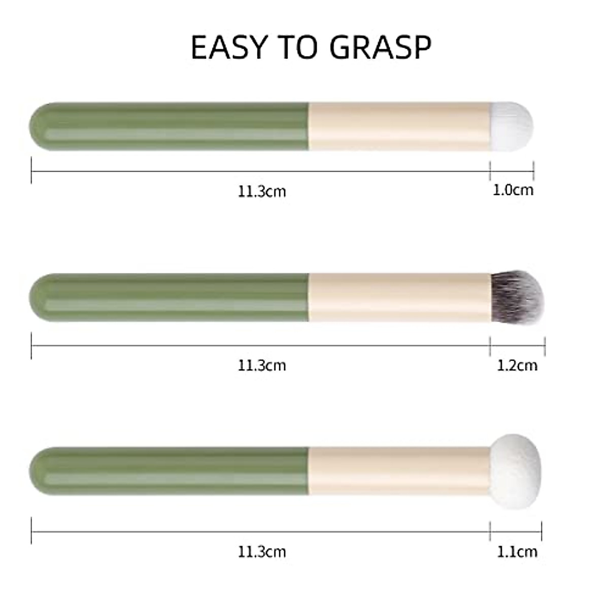 Concealer Brush Set by GOERTI Angled Concealer Brushes for Under Eye Concealer Nose Contour Brush Small Sponge Blender Cover and Blend Imperfections Full or Spot Coverage 3pcs (Green)