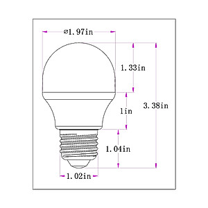 WELLHOME A15 LED Bulbs, 40W Eqv. E26 Base Bulb， 4W, Soft White 3000K, for Home & Ceiling Fans，Non-Dimmable，6-Pack.