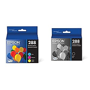 Epson T288 DURABrite Ultra Ink Standard Capacity Color Combo Pack & T288 DURABrite Ultra Ink Standard Capacity Black Cartridge (T288120-S) for Select Expression Printers