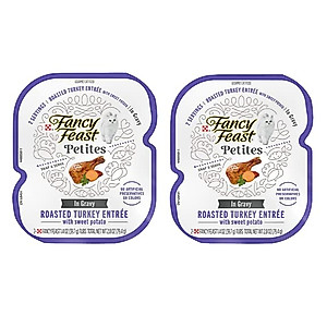 Fancy Feast Gourmet Petites in Gravy Wet Cat Food Variety 5 Flavor Pack / 20 Servings / Beef, Chicken, Ocean Whitefish & Tuna, Salmon and Turkey with Healthier Paw Sticker!!