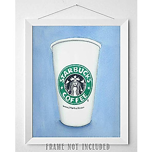 Starbucks Watercolor - Great Coffee Bar Accessories, Dining Room and Kitchen Decor, Coffee Station Display, Starbucks Decoration Gift, Gift for Coffee Lovers, 11x14 Unframed Art Print Poster