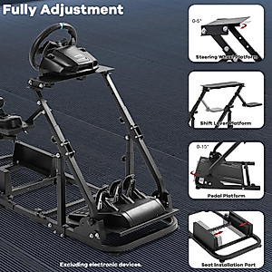 Hottoby Racing Simulator Cockpit Stand Reinforcement Bar Fit for Logitech/Thrustmaster G25 G27 G29 G920 G923 T300RS,Adjustment Sim Bracket,No Steering Wheel,HandBrake,Pedals & Seat