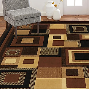 Home Dynamix Catalina Virginia Abstract Runner Rug, Geometric Black/Brown 7'10"x10'2"