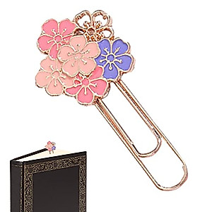 Cherry Blossom Paper Clip | Cherry Blossom Shape Paper Clip - Student Reading Pagination Mark, Metal Floral Book Clip, Beautiful Bookmark for Women Girls Adults Kids Christmas Gift Yuans