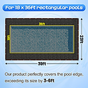 Pool Net Cover - Leaf Netting for 18 * 36ft Inground or above Ground Rectangle Pools, Pond Fine Mesh Screen for Catching Leaves Sunshade (23 * 39ft, Black)