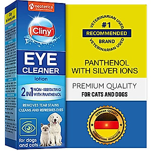 Cat & Dog Eye Wash Drops & Tear Stain Remover, Cleaner | Eye Infection Treatment Helps Prevent Pink Eye, Conjunctivitis, Relief Allergies Symptoms, Runny, Dry Eyes - Safe for Small Animals
