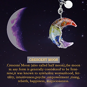 Top Plaza Rose Quartz Crystals Stones Keychain Life Tree Wire Wrapped Crescent Moon Keychain Natural Healing Gemstones Keychain Keyring for Women Mom Birthday Mother’s Day Gifts