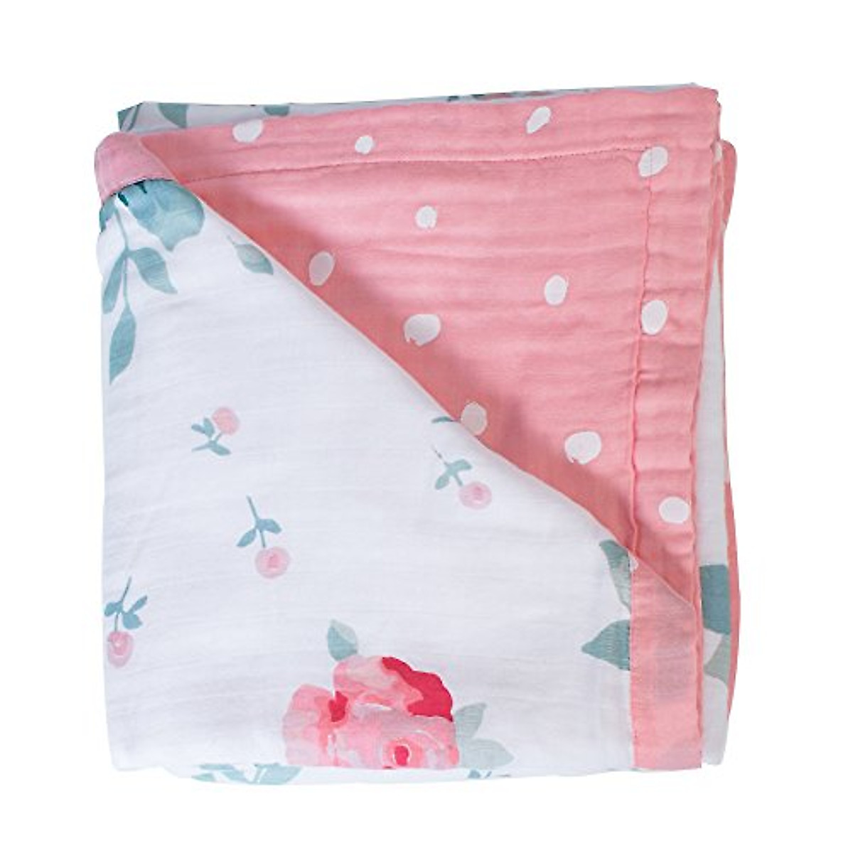 Bebe au Lait Oh So Soft Muslin Snuggle Blanket - Rosy and Dewdrops