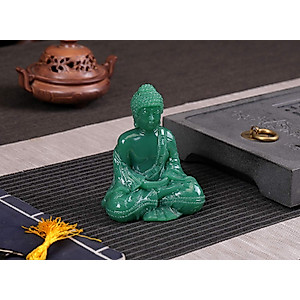 Seyee-bro Meditative Seated Buddha Statue - Gold Thai Sitting Buddha Figurine - Manmade Jade Praying Buddha Sculpture for Home Outdoor Decoration