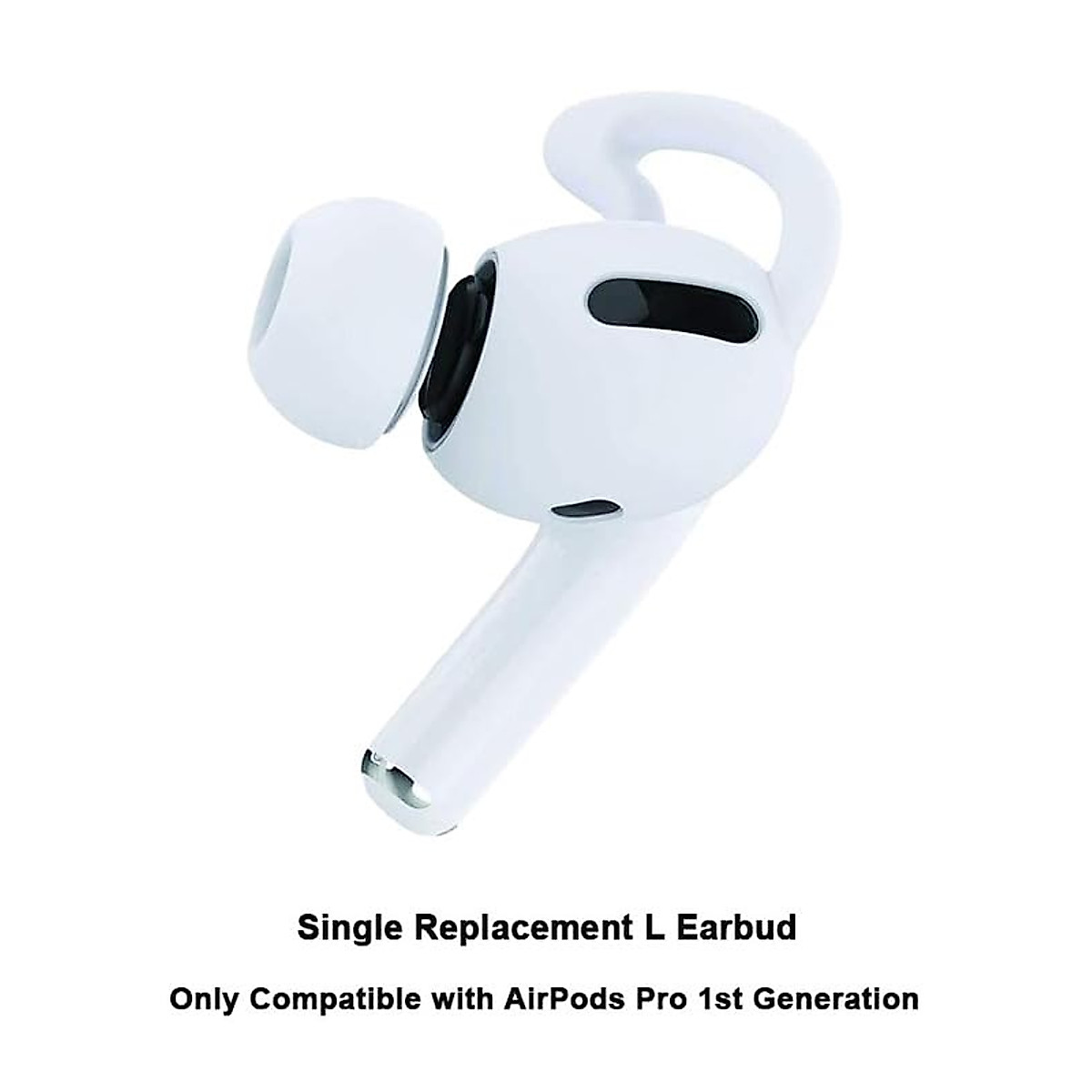 Single Replacement L Earbud for AirPods Pro 1st Generation with Detachable Ear Hooks Left Ear Side