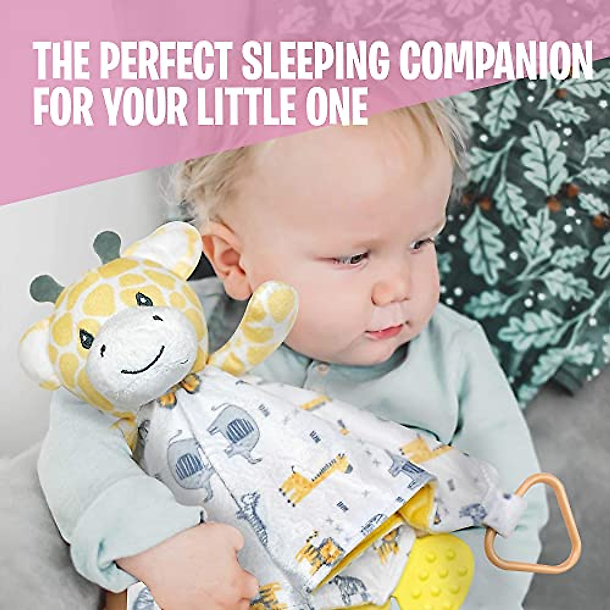 MODERN BABY Security Blanket Loveys for Babies Giraffe Stuffed Taggy Blanket Teether Toy Super Soft
