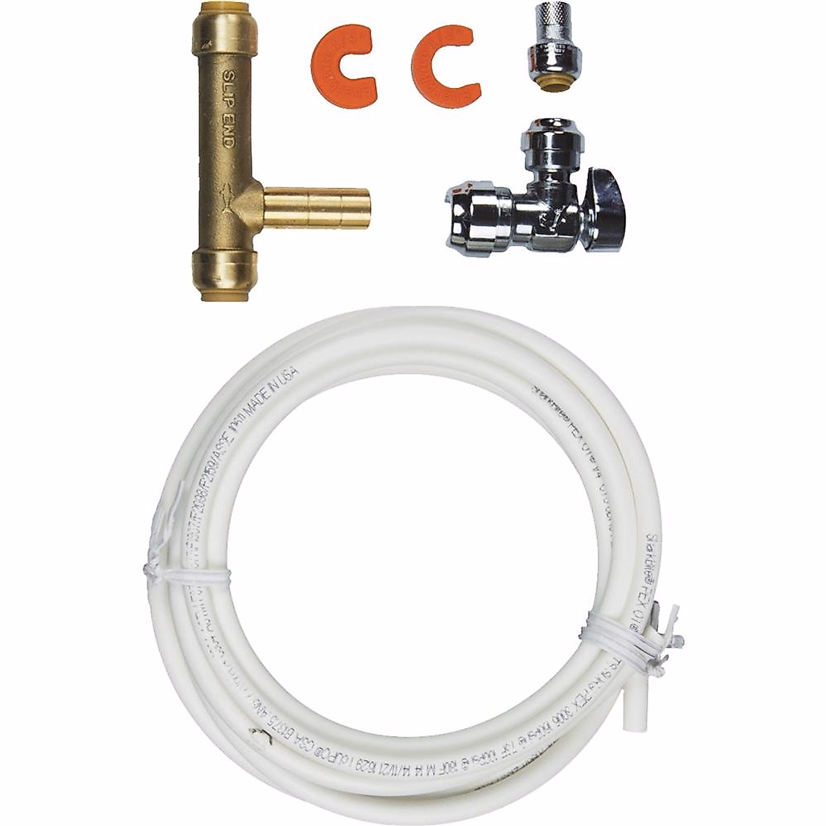 SharkBite Ice Maker Connection Kit, Push to Connect Brass Plumbing Fittings, PEX Pipe, Copper, CPVC, PE-RT, 25024