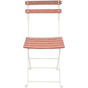 Sunnydaze Classic Cafe European Chestnut Wooden Folding Bistro Chair - Indoor or Outdoor Use on Patio, Deck, Balcony or Camping - Antique Pink - Set of 4