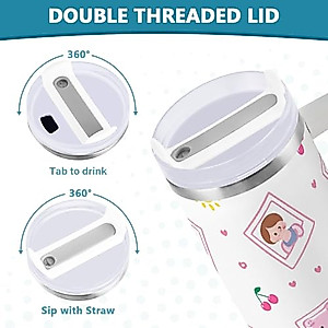 30 Oz Cute Bear Cartoon Steel Insulated Tumbler with Handle and Straw Fall Insulated Tumbler