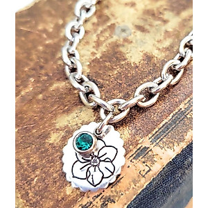 December Birthstone Charm Bracelet and Birth Month Narcissus Flower Simple Dainty Gift for Her Mom Daughter