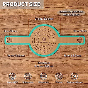 2 PCs Bread Sling - Specially Selected Platinum Silicone – Baking Mat for Dutch Oven – Sourdough Bread Baking Mat & 1 Storage Band