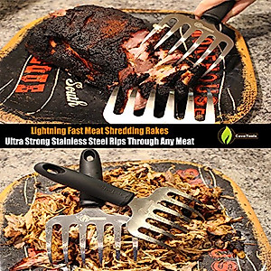 Cave Tools Metal Meat Claws for Shredding Pulled Pork, Chicken, Turkey, and Beef- Handling & Carving Food - Barbecue Grill Accessories for Smoker, or Slow Cooker (Rake Grip)