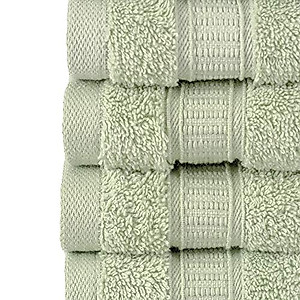 AZTEC NATURALS Monogrammed Towels, Personalized Gift, Luxury Turkish Genuine Cotton Washcloth, 2 Pack Washcloth Set, Green