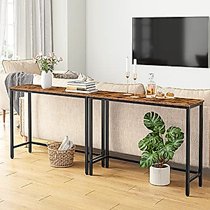 HOOBRO Console/ Sofa Table with Support Bar, Hallway Entrance Table for Living Room, Entryway, Corridor, Sturdy, Easy Assembly, Wood Look Accent Table, Rustic Brown and Black BF30XG01