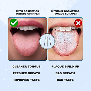 DOSMETICS - Tongue Scraper Variety Pack 100% Medical Grade Stainless Steel Spoon and U shaped Tongue Scrapers for Adult and Kids, Easy To Use, For Oral Care & Hygiene