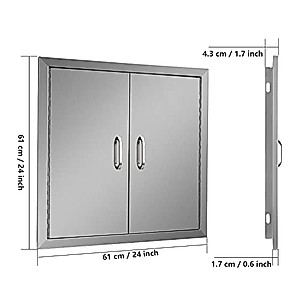 JOMWECL BBQ Access Door, Inch Grill Double Door, Brushed Stainless Steel Outdoor Kitchen Doors for BBQ Island Grilling Station (24*24)
