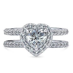 SISGEM 3 Carat(ctw) Heart-Cut Moissanite Wedding Ring for Women,10K 14K 18K Real Gold Engagement Rings Sets,Bridal Sets with Free Engraving,Size 5-11 (14K Gold)