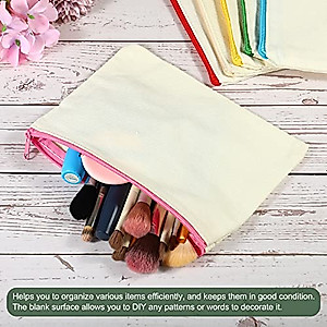 YOKIVE 10 Pack Canvas Zipper Pouch, Crafts DIY Blank Makeup Bags | Pencil Case Organizer Pocket, Great for Office Travel(Red, 7.9 x 5.5 Inch)