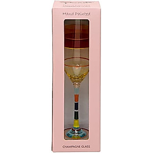 Maturi Hand Painted Stripe Champagne Flute, 220ml, Gift Boxed
