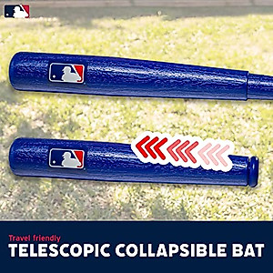 Franklin Sports Kids Baseball Pitching Machine - Pop A Pitch Baseball Batting Machine with Youth Bat + 3 Plastic Baseballs - Boys + Girls Baseball Toy,Red/Blue