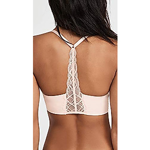 Calvin Klein Invisibles Comfort Lightly Lined Seamless Wireless Triangle Bralette Bra, Nymph's Thigh Lace Racerback, Small