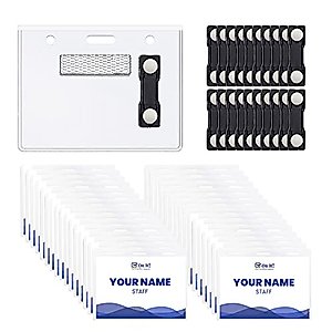 Magnetic Name Badge Holder Set of 100, 4x3 inch Clear Name Tag Holders for Conferences, Events, and Meetings