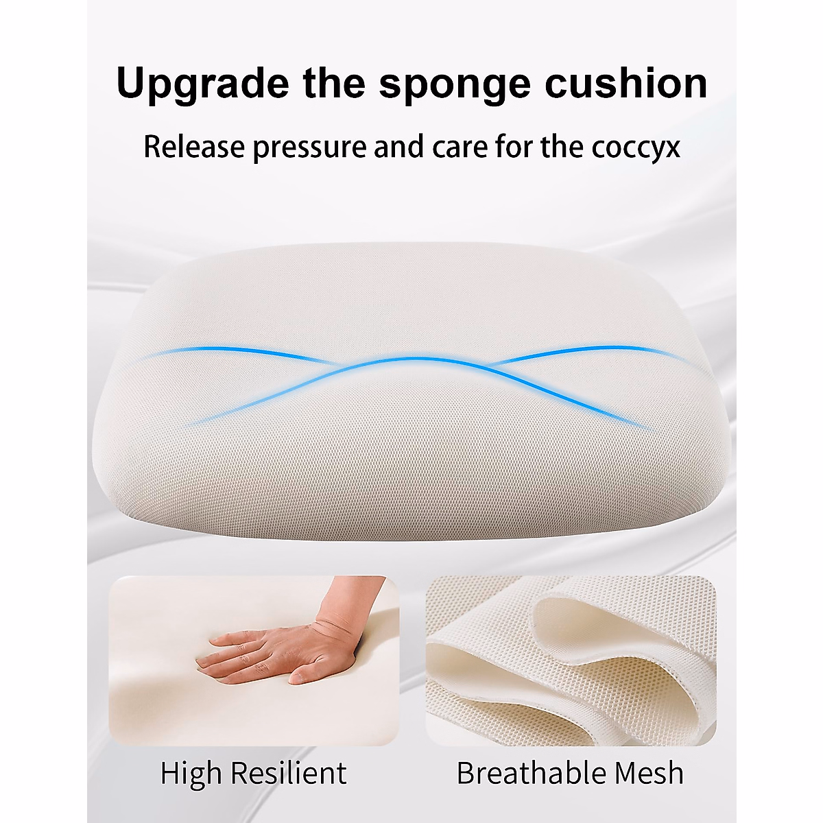 Hramk Ergonomic Office Chair with Footrest, Mesh Home Office Desk Chair with Adjustable Lumbar Support and Headrest, Comfortable Gaming Computer Chair for Study Work