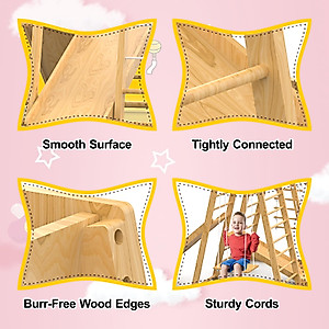 Baby Climbing Toys Indoor, 66inch Indoor Jungle Gym, Toddler Indoor Playground Set 8-in-1 with Armband, Swing, Monkey Bar, Slide, Rock Climb Wall, Wood & Rope Ladder, Rope Wall Ladder for Kids 1-8yrs