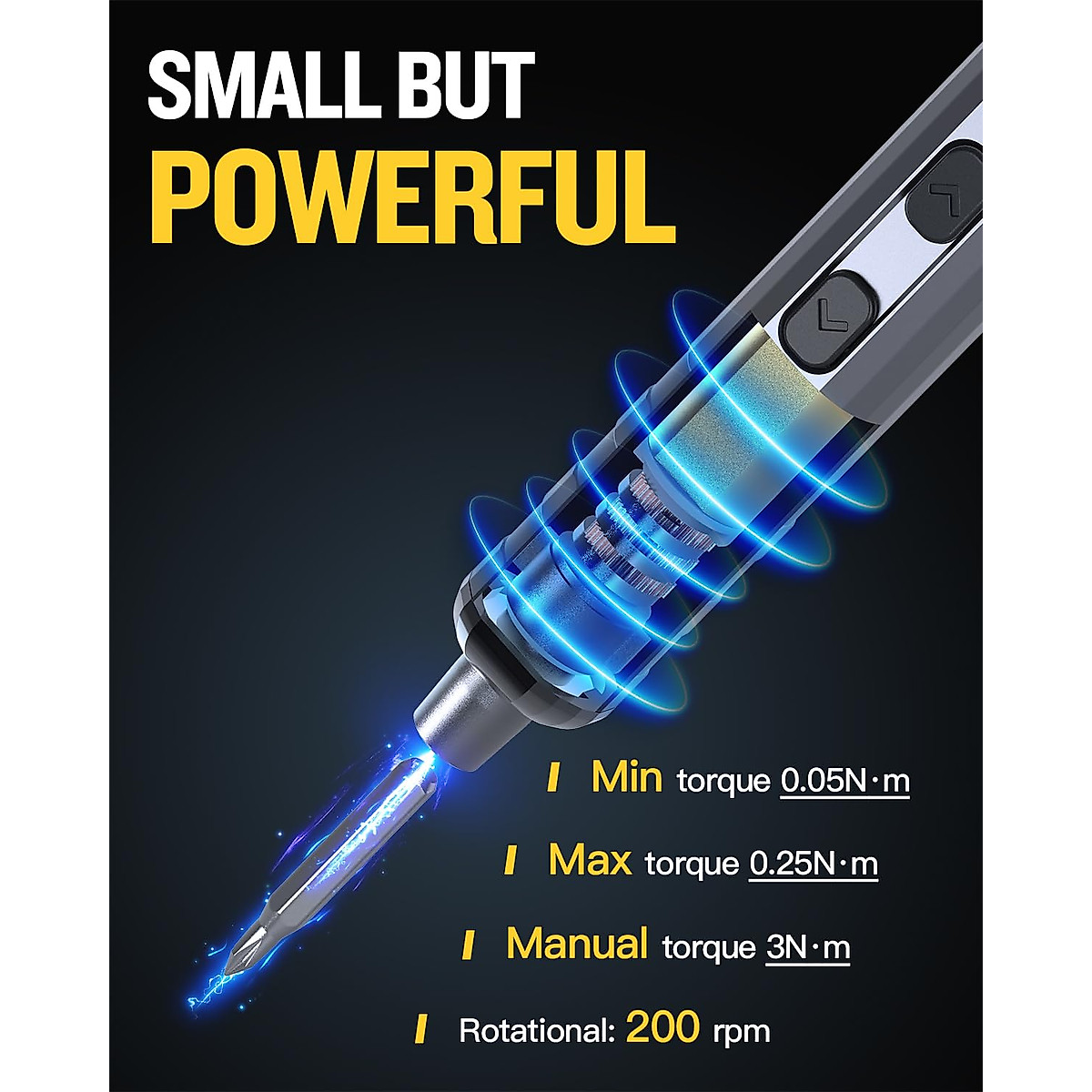 Homtronic Mini Electric Screwdriver Set, 37 in 1 Small Electric Screwdriver Kit Supporting Overload Protection, Precision Electric Screwdriver Cordless Repair Tool for Phone Camera Laptop Watch