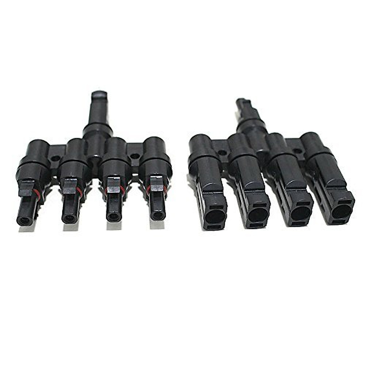 eoocvt 1 Pair Solar Energy Panel MC-4 T Branch Connectors Cable Coupler Combiner - 1 Male to 4 Female(M/4F) and 1 Female to 4 Male(F/4M)