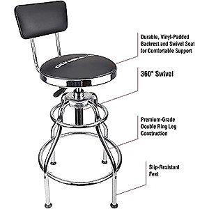 Olympia Tools 82-738 Adjustable Hydraulic Stool, Black